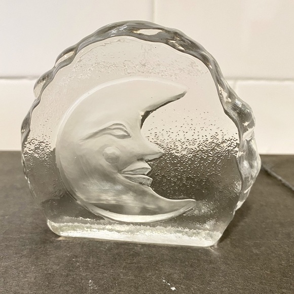 Accents | Vintage Celestial Art Glass Carved Crescent Moon Decor | Poshmark